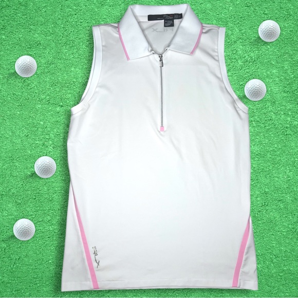 RLX Ralph Lauren | Tops | Ralph Lauren Rlx Golf Women White W Pastel Pink Accent Sleeveless Polo ...